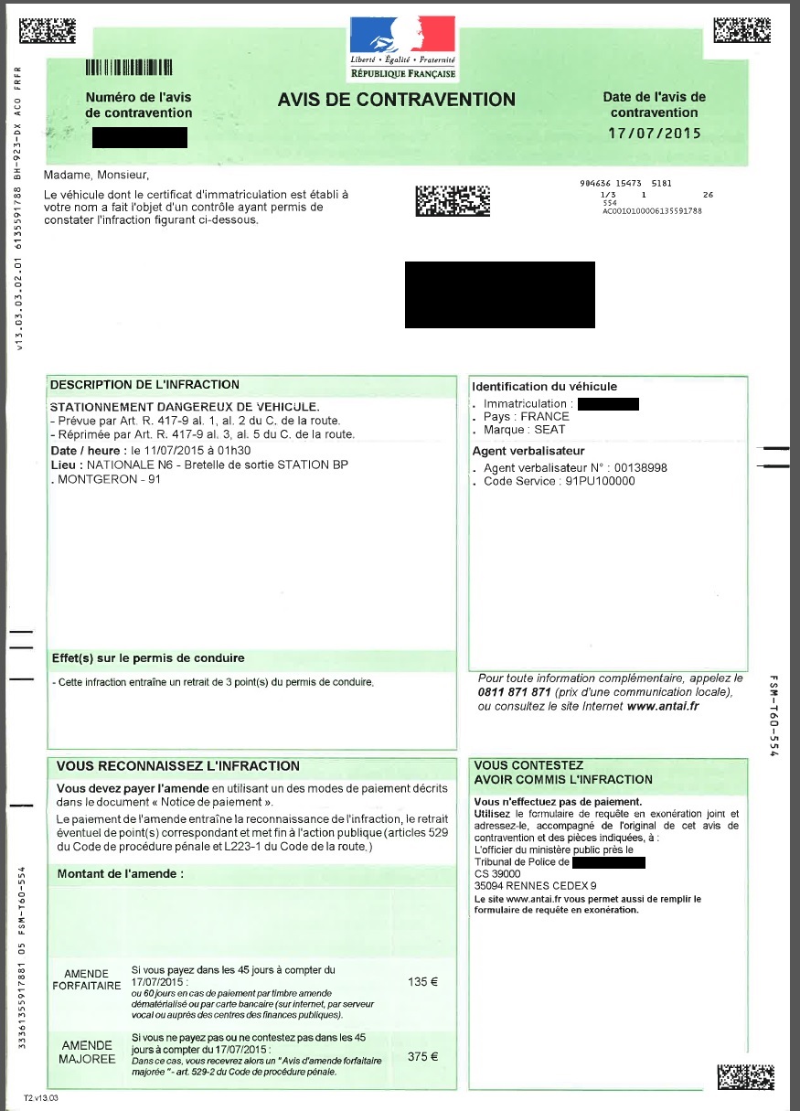 Contravention - Stationnnement dangereux - Contravention - Auto Evasion | Forum Auto