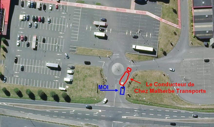Accident dans un rond-point avec un camion qui reculait. - Défense de l ...