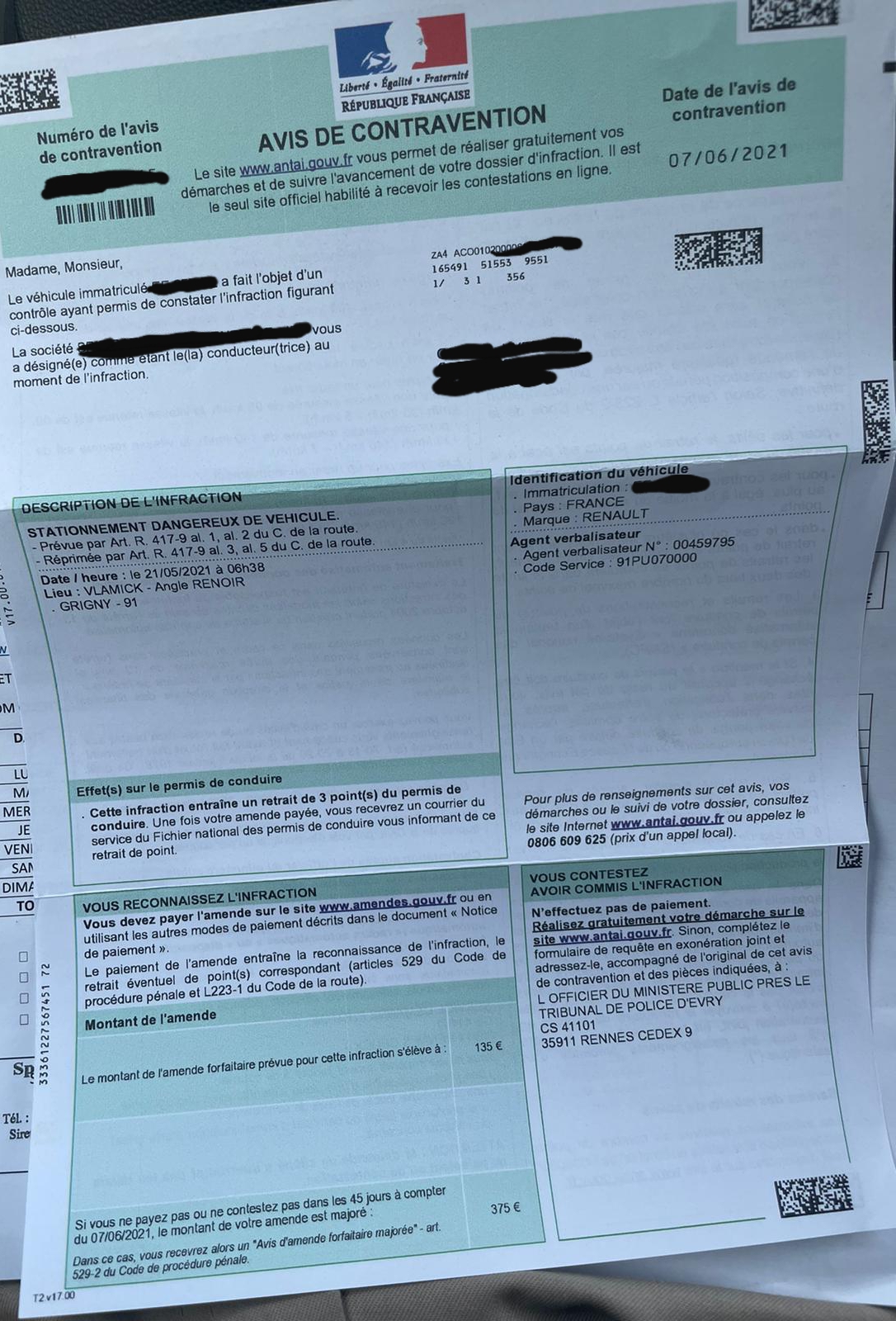 PV stationnement très gênant et dangereux - Contravention - Auto Evasion | Forum Auto