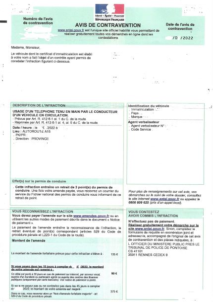 Contestation avis de contravention - Contravention - Auto Evasion ...