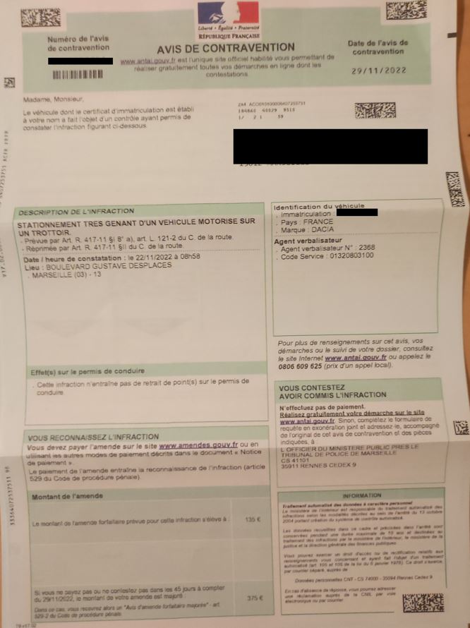 Stationnement très gênant double contravention - Stationnement - Auto ...