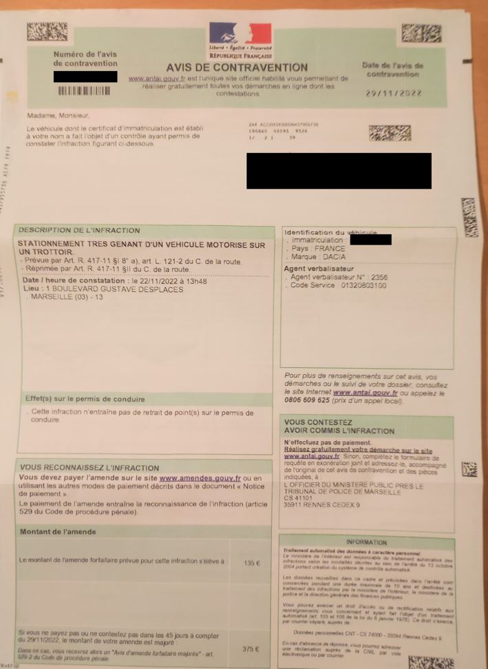 Stationnement très gênant double contravention - Stationnement - Auto ...