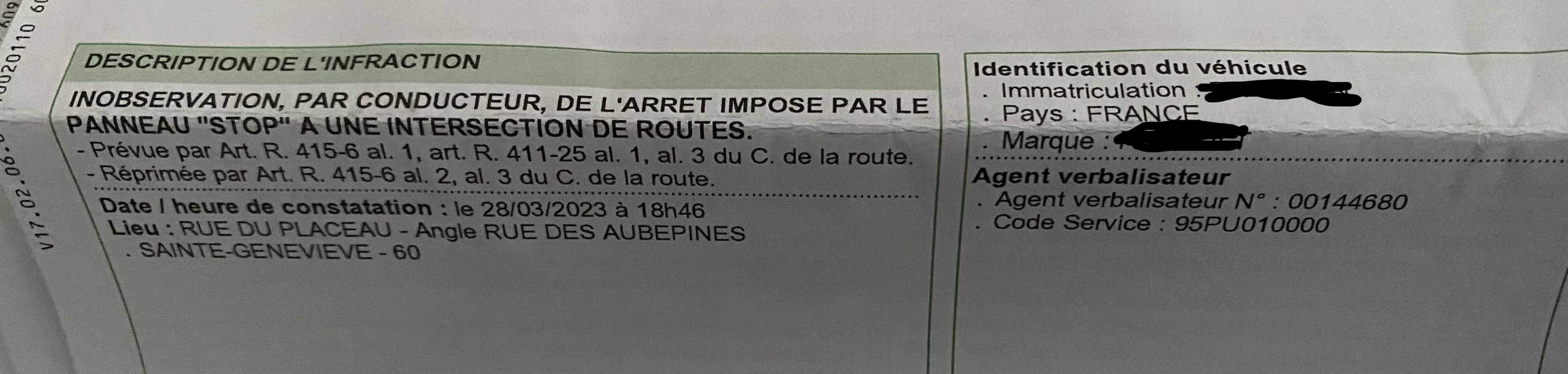 STOP non respecté - Contravention - Auto Evasion | Forum Auto