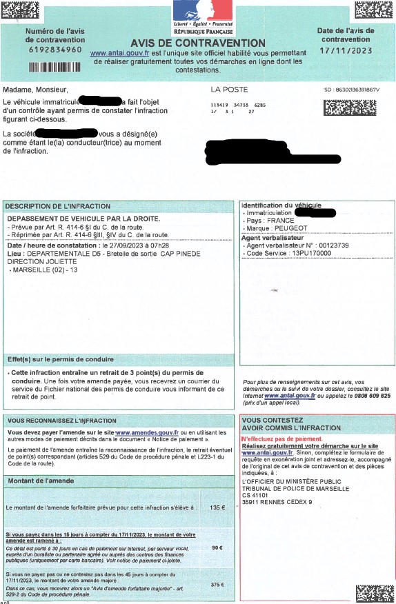 Réception de 3 avis de contravention - Contravention - Auto Evasion ...