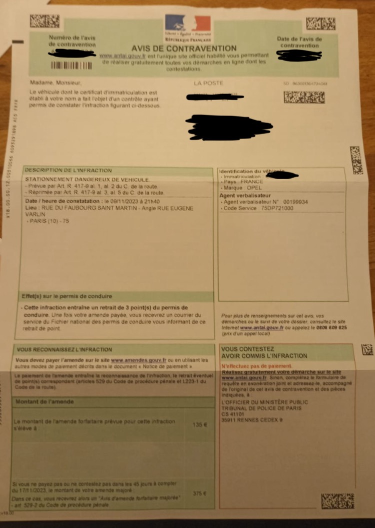 Contestation stationnement dangereux - Contravention - Auto Evasion ...