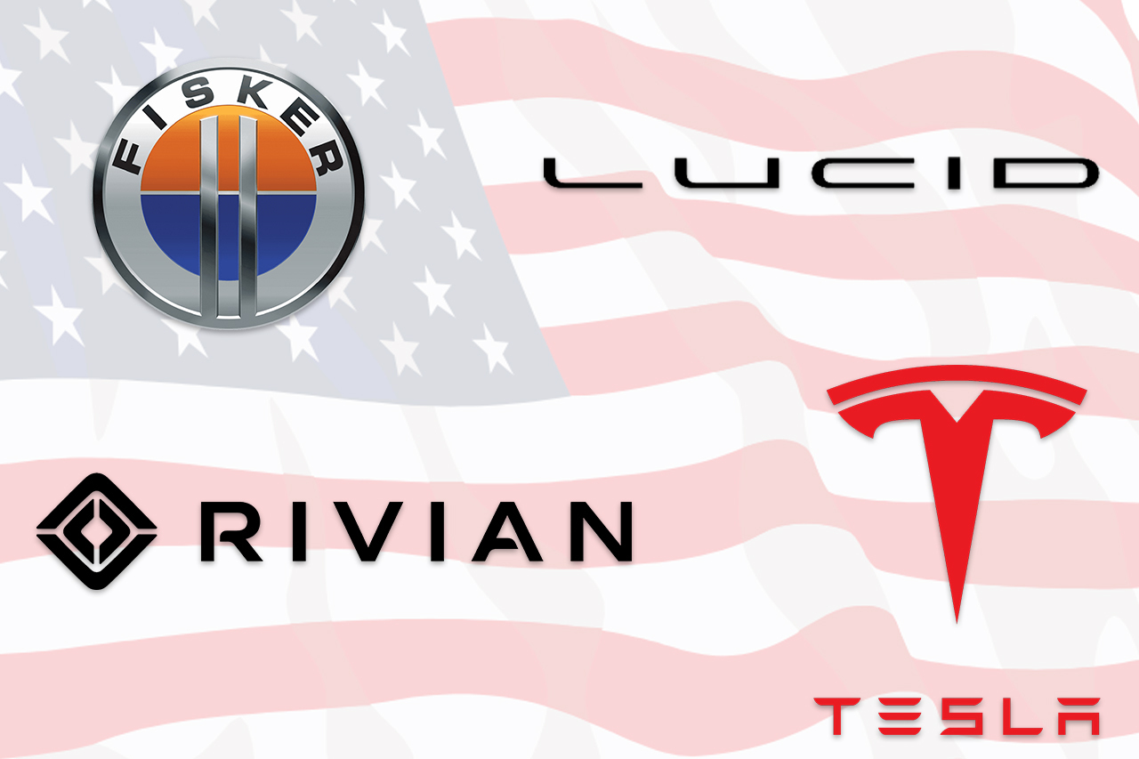 Photo 1 - logos lucid lucid rivian tesla drapeau usa - Électrique ...