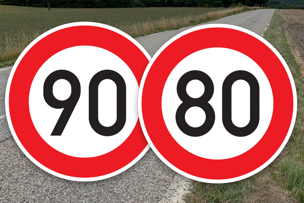 Photo 1 - limitation de vitesse 80 90 km/h - 80 km/h. Pas moins de ...