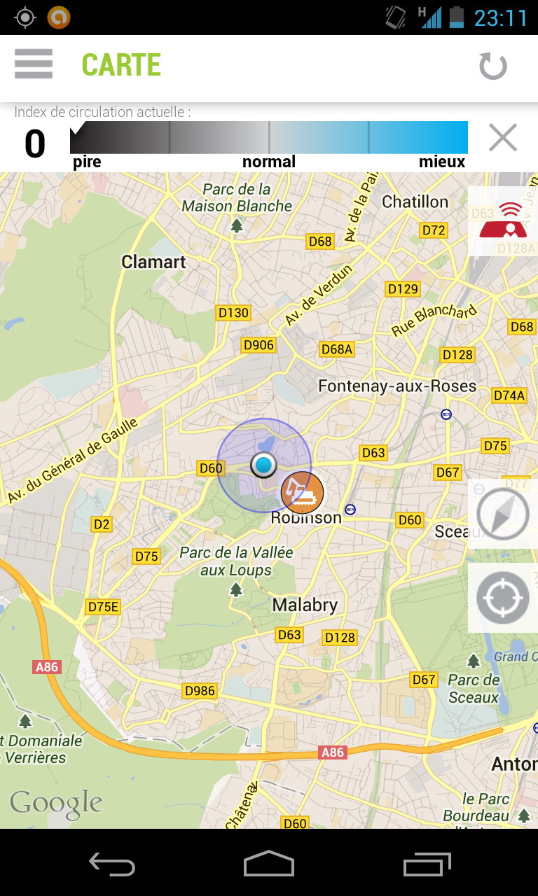 Maps, Inrix Traffic et My V-traffic