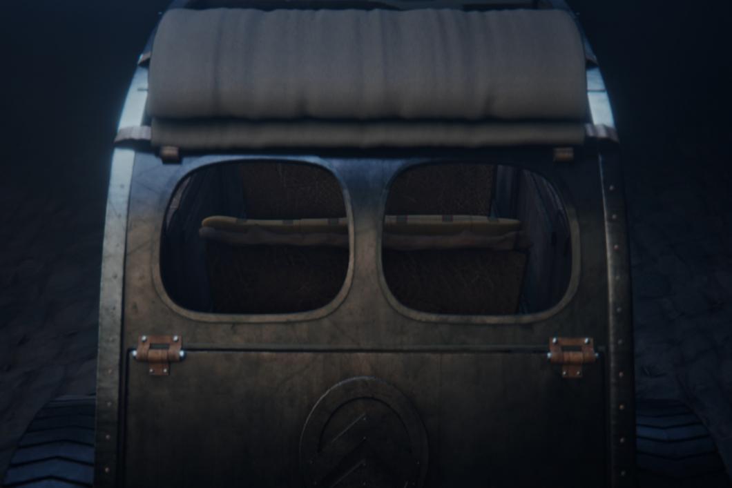 Une Citroën 2CV façon char dans le film Astérix au cinéma le 1er février