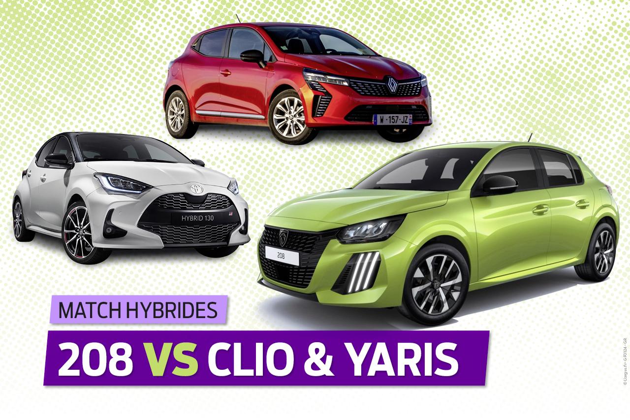 La Peugeot 208 hybride face à ses rivales Renault Clio E-Tech et Toyota ...