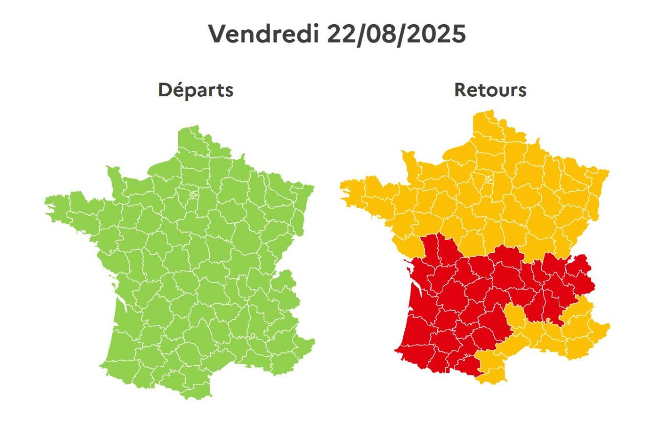 Bison Futé. Circulation très chargée pour le week-end du 22 au 25 août 2025
