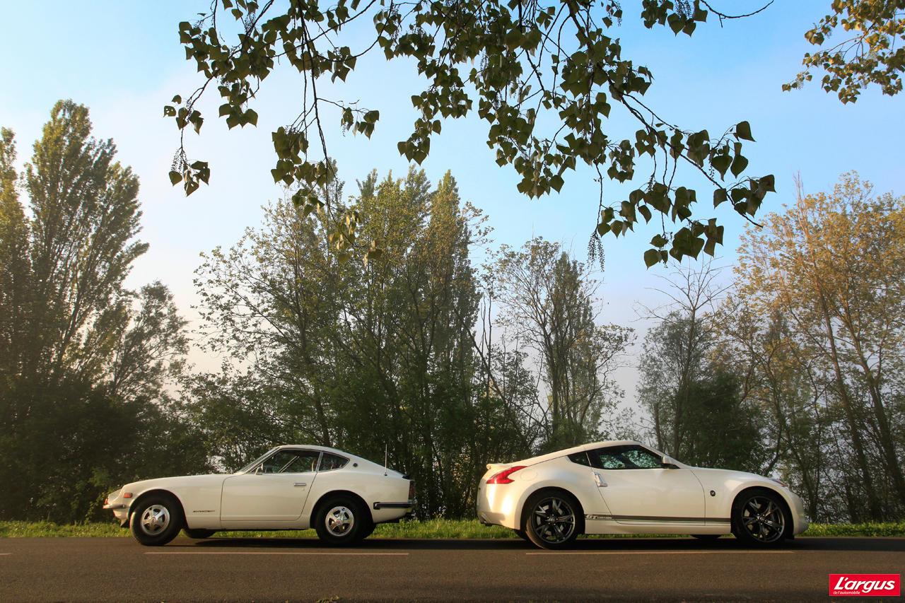 Photo 3 - profil Datsun 240Z Nissan 370Z blanche - Datsun 240Z vs Nissan 370Z : c'était mieux ...