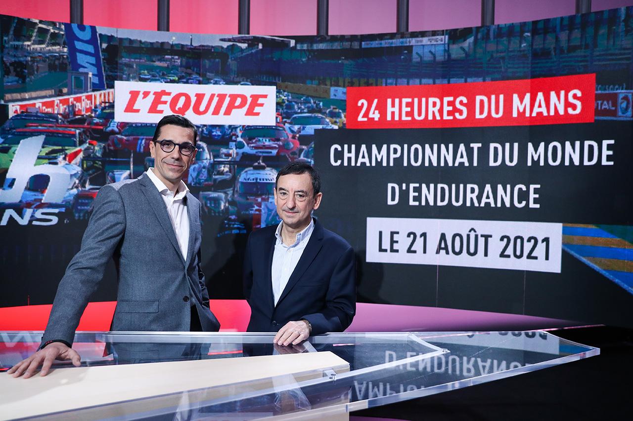 Photo 2 - Laurent Prud'homme et Pierre Fillon plateau L'Equipe - 24H du Mans 2021. La chaîne L ...
