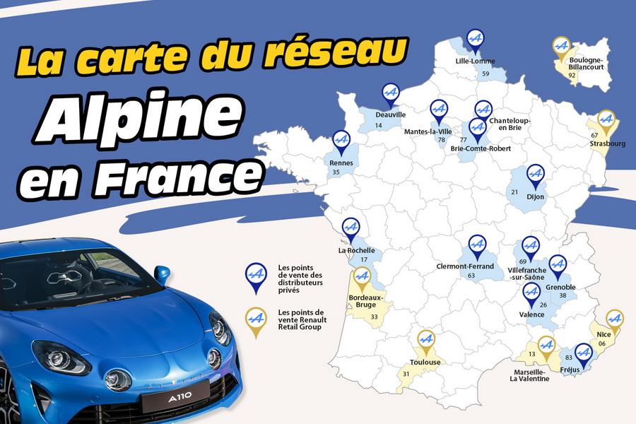 Alpine A110. La carte et les adresses des 19 distributeurs Alpine