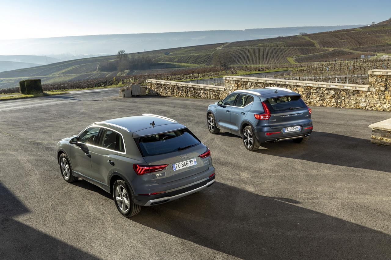 Photo 2 - audi Q3 2019 et et volvo xc40 vue arrière - Audi Q3 35 TDI quattro vs Volvo XC40 D3 ...