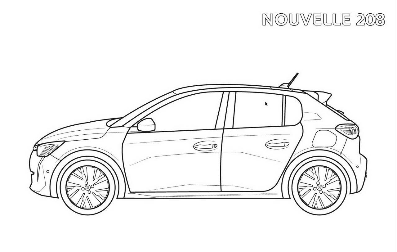 Photo 43 - peugeot 208 2 à colorier - Dessins automobiles à imprimer ...
