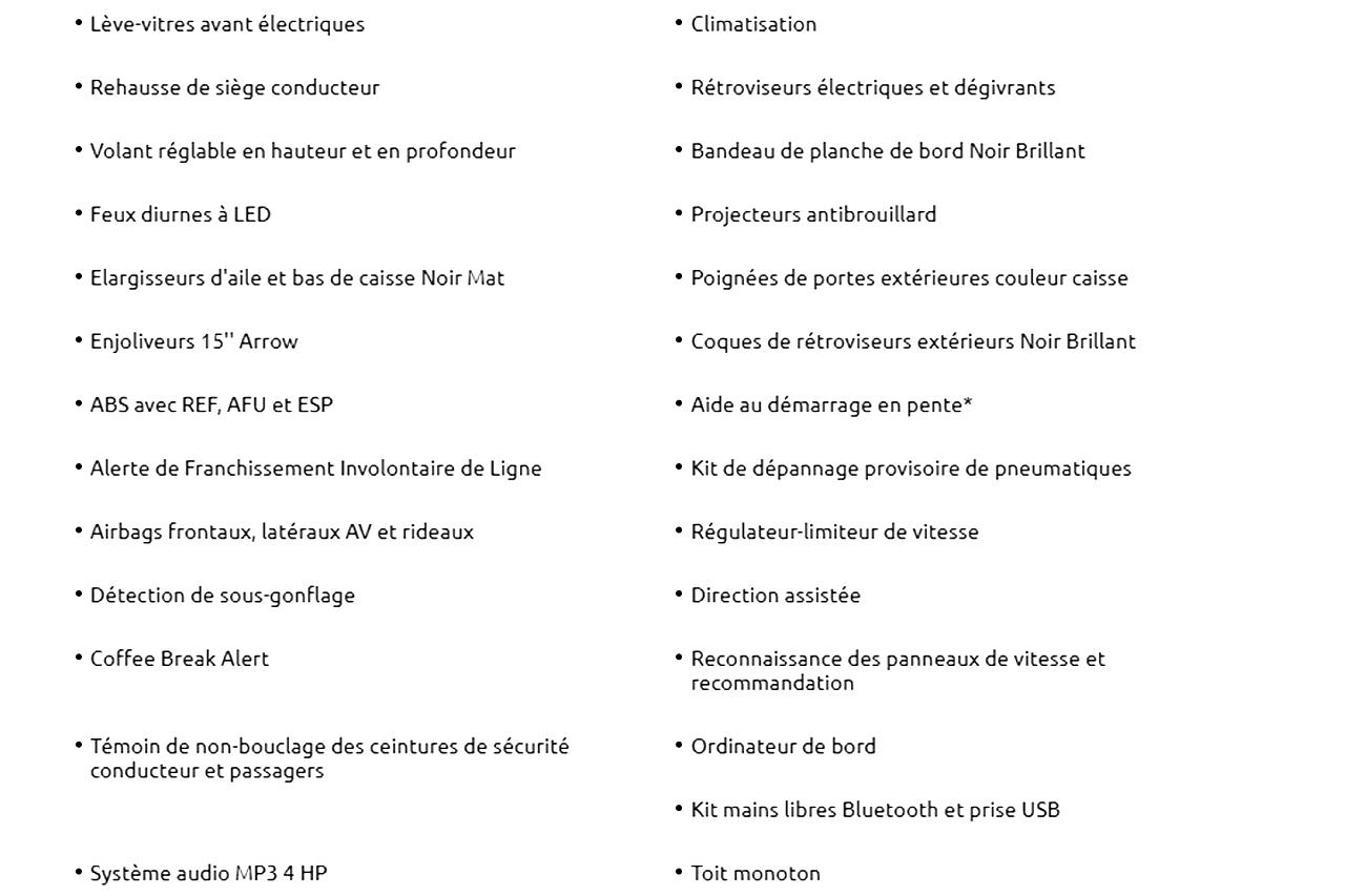 Photo 5 - liste des équipements Citroën C3 Graphic - Citroën C3 Graphic ...