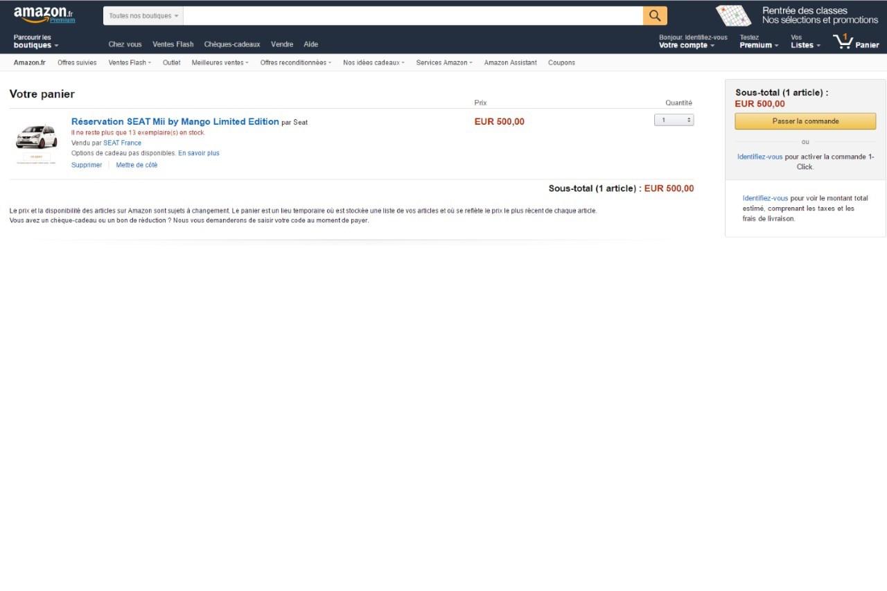 Photo 3 - Seat Mii Amazon - Seat : la série spéciale Mii by Mango vendue en ligne sur Amazon