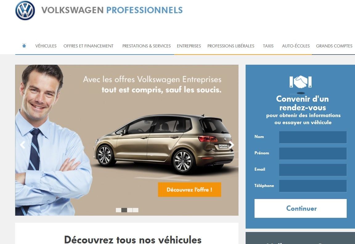 Volkswagen ouvre un site internet dédié aux professionnels
